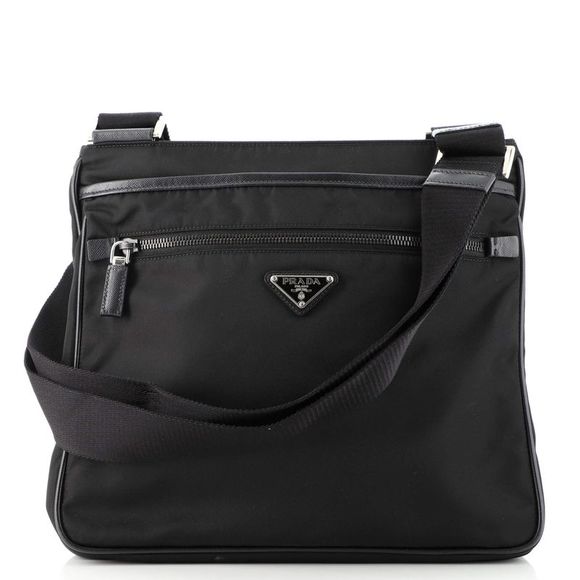 Prada | Bags | Prada Front Pocket Messenger Bag Tessuto Medium Black ...